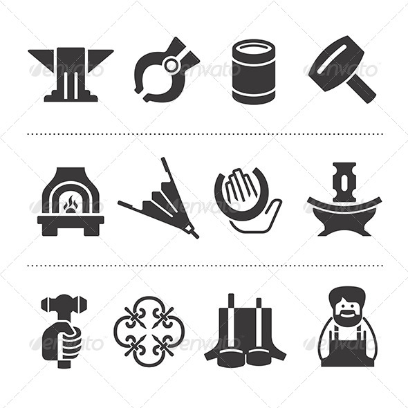 Set Of Blacksmithing Icons by koctia | GraphicRiver